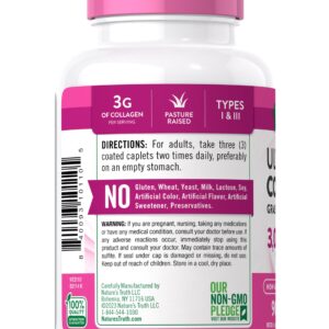 Nature's Truth Collagen Peptides | 90 Caplets | Type 1 and 3 with Vitamin C | Grass Fed, Non-GMO and Gluten Free Pill Supplement