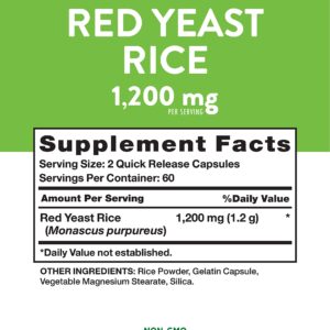 Nature's Truth Red Yeast Rice Capsules 1200 mg | 120 Count | Non-GMO, Gluten Free Supplement