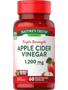 apple cider vinegar capsules | 1200mg | 60 pills | quick release | non-gmo & gluten free supplement | by nature's truth