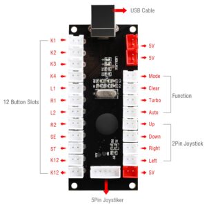 Easyget 1-Player PC Joystick DIY Kit Arcade Joystick DIY Parts,1x Zero Delay USB Encoder + 1x Joystick + 10x Arcade Button for MAME, Raspberry Pi RetroPie DIY, Classic Arcade DIY for Kids - Black