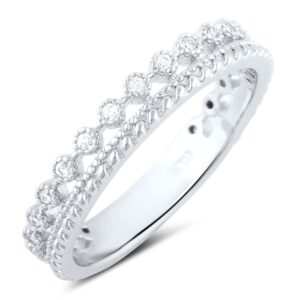 silvercloseout sterling silver double row cz eternity ring - size 8