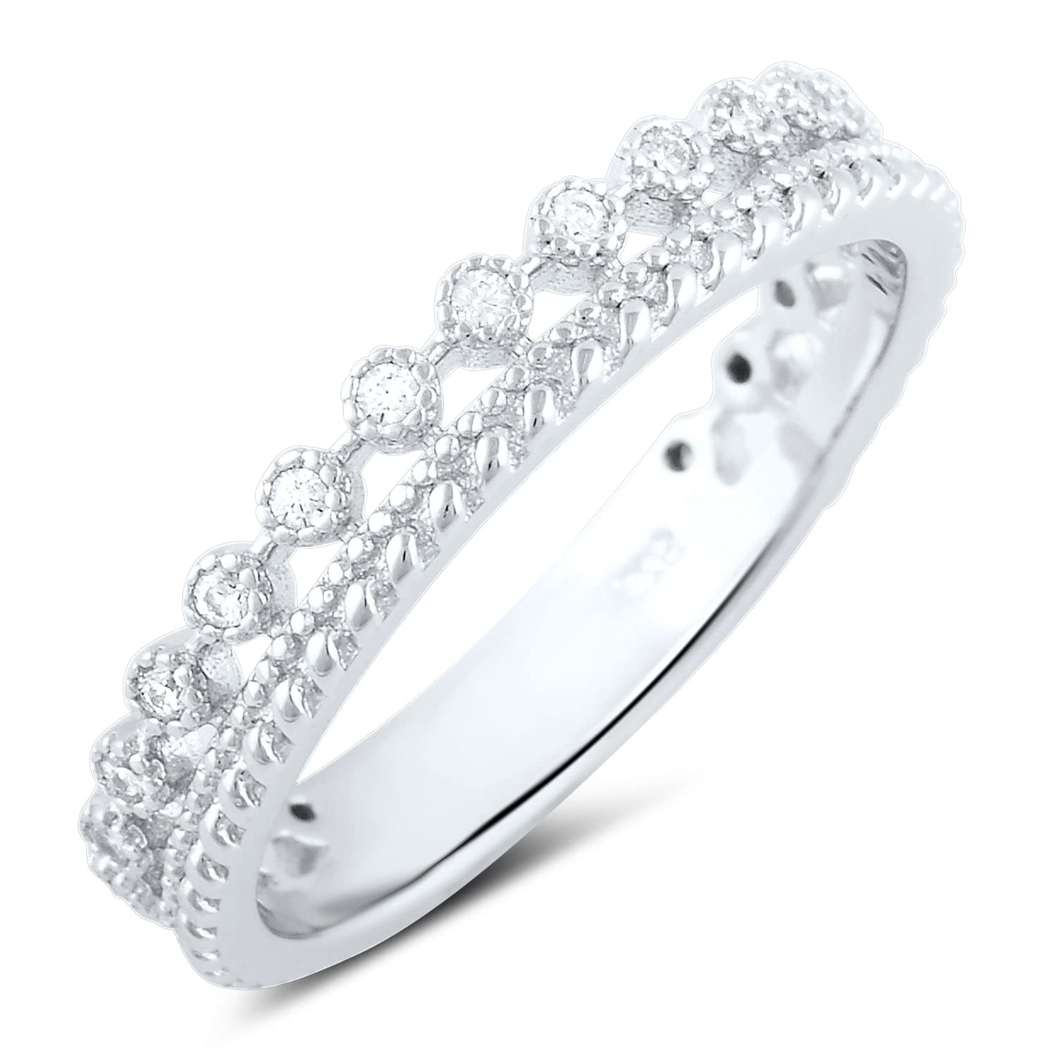 SILVERCLOSEOUT Sterling Silver Double Row Cz Eternity Ring - Size 8