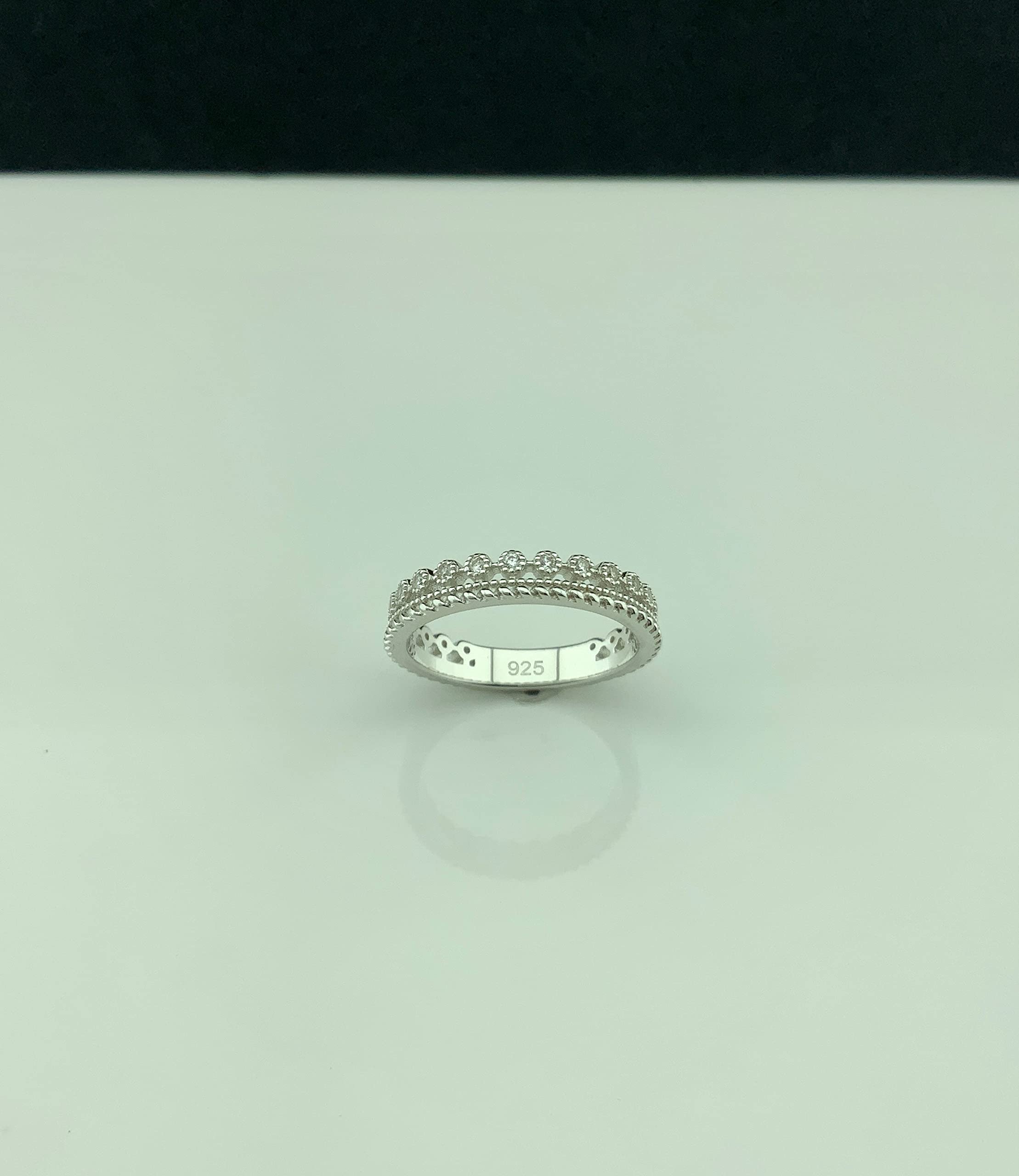 SILVERCLOSEOUT Sterling Silver Double Row Cz Eternity Ring - Size 8