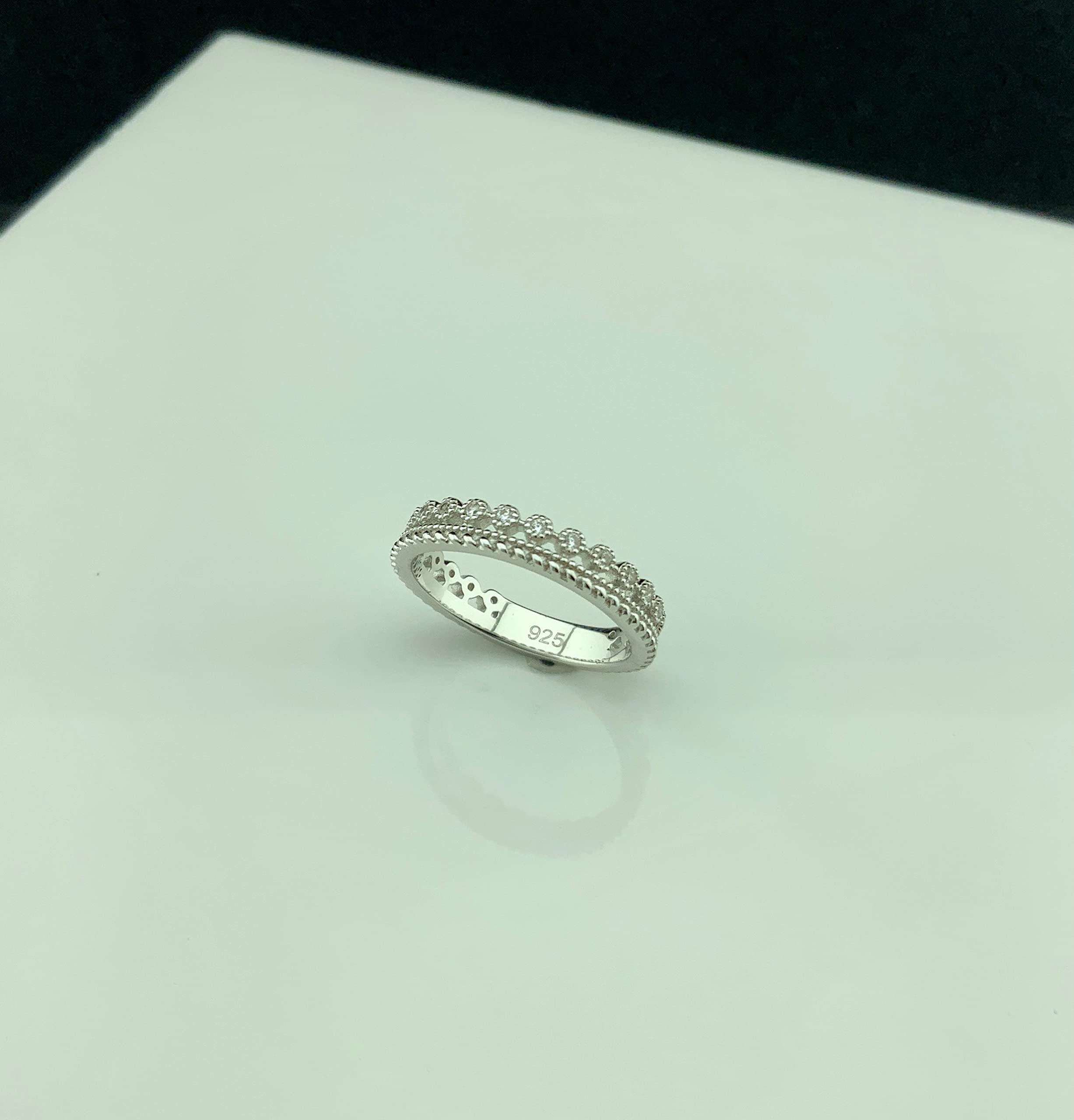 SILVERCLOSEOUT Sterling Silver Double Row Cz Eternity Ring - Size 8