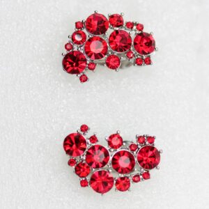 Faship Clip On Earrings Stunning Red Rhinestone Crystal - Red