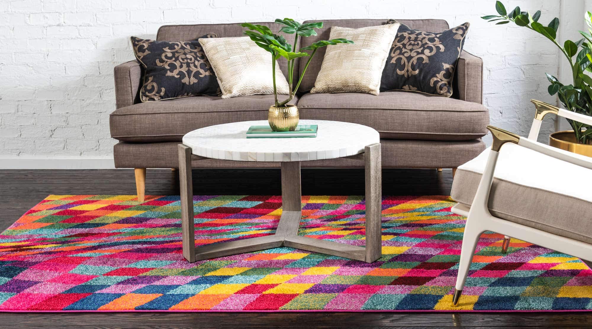 Unique Loom Estrella Collection Geometric, Abstract, Colorful, Modern, Eclectic Area Rug, 7 ft x 10 ft, Multi/Pink