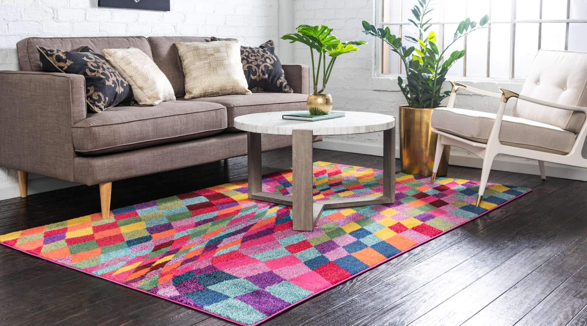 Unique Loom Estrella Collection Geometric, Abstract, Colorful, Modern, Eclectic Area Rug, 7 ft x 10 ft, Multi/Pink