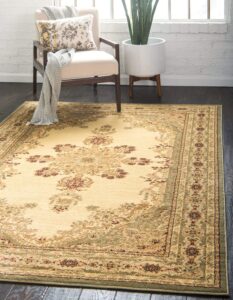 unique loom versailles collection traditional classic border with medallion motif, area rug (3' 3 x 5' 3 rectangular, green/ ivory)