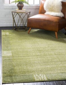 unique loom del mar collection area rug - sarah (7' 1" x 10' rectangle, light green/ ivory)