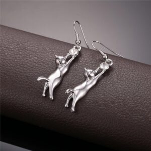 U7 Cute Cat Ear Pendant Platinum Plated Drop Earrings With Rhinestone