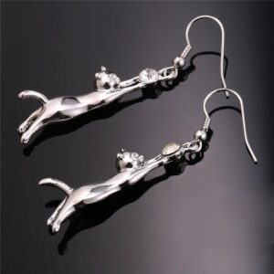 U7 Cute Cat Ear Pendant Platinum Plated Drop Earrings With Rhinestone