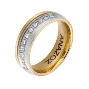 anazoz hers & women's ring for love titanium 18k gold-plated wedding engagement band 6mm us size 8