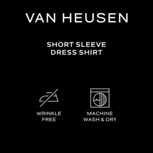 Van Heusen Men's Short Sleeve Dress Shirt Regular Fit Poplin Solid, Black, 18" Neck