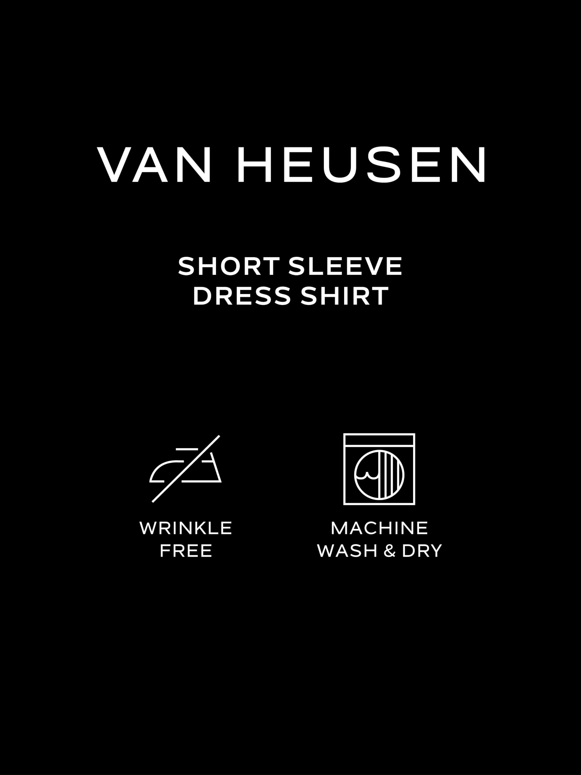 Van Heusen Men's Short Sleeve Dress Shirt Regular Fit Poplin Solid, Black, 18" Neck