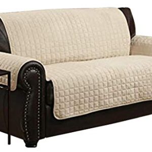 Home Sweet, Deluxe Plush, Quilted Furniture Sofa Slipcover Protectors Love Seat (Taupe, Love Seat)