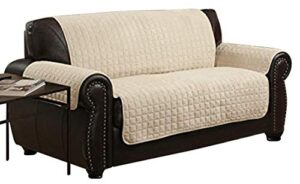 home sweet, deluxe plush, quilted furniture sofa slipcover protectors love seat (taupe, love seat)