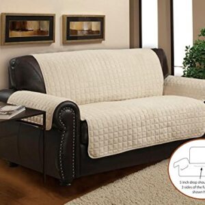 Home Sweet, Deluxe Plush, Quilted Furniture Sofa Slipcover Protectors Love Seat (Taupe, Love Seat)