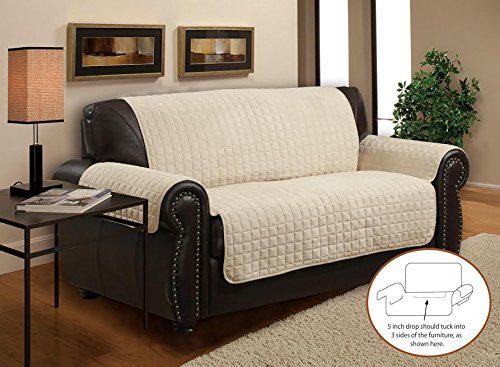 Home Sweet, Deluxe Plush, Quilted Furniture Sofa Slipcover Protectors Love Seat (Taupe, Love Seat)