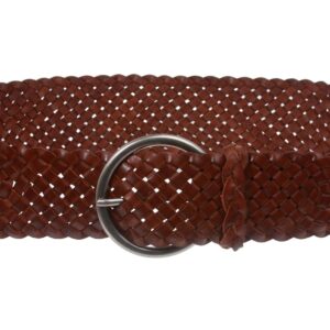 Women's 3 1/4" Wide Tapered Braided Woven High Waist Leather Belt, Brown | S/M - 32"