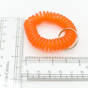 ONDEPOT 100pcs Orange Color Soft Spring Spiral Coil Elastic Wrist Band Key Ring Chain