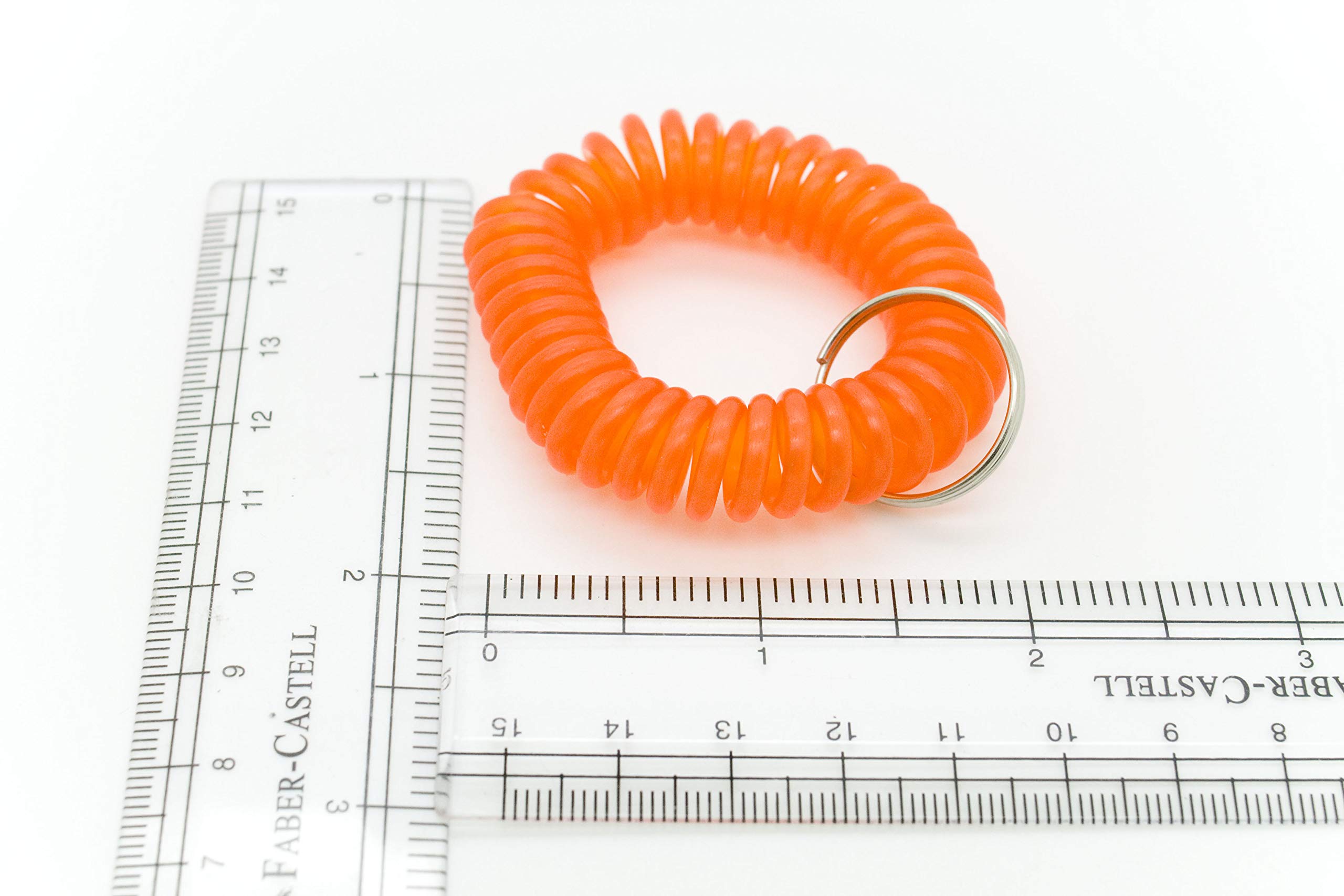 ONDEPOT 100pcs Orange Color Soft Spring Spiral Coil Elastic Wrist Band Key Ring Chain