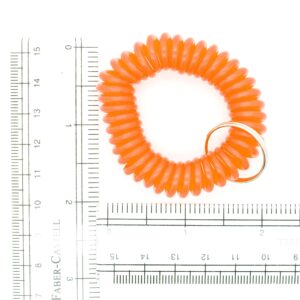 ONDEPOT 100pcs Orange Color Soft Spring Spiral Coil Elastic Wrist Band Key Ring Chain