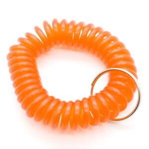 ONDEPOT 100pcs Orange Color Soft Spring Spiral Coil Elastic Wrist Band Key Ring Chain