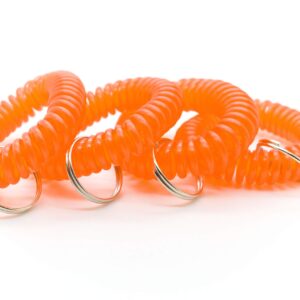 ONDEPOT 100pcs Orange Color Soft Spring Spiral Coil Elastic Wrist Band Key Ring Chain