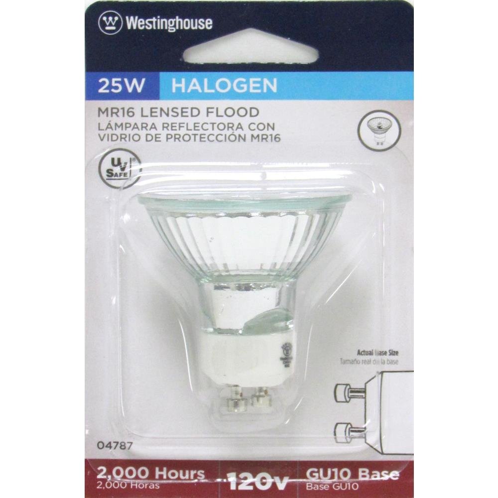 Westinghouse 0478700 25 Watt MR16 Halogen Flood Clear Lens Light Bulb with GU10 Base, No Size, No Color