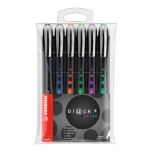 stabilo bionic black pointball pen fine wallet , set of 6 , multicolored