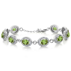 gem stone king 925 sterling silver 7x5mm oval gemstone birthstone tennis bracelet for women size 7.5 inch