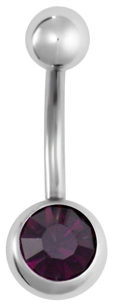 Surgical Steel Jeweled Purple Crystal Belly Button Ring