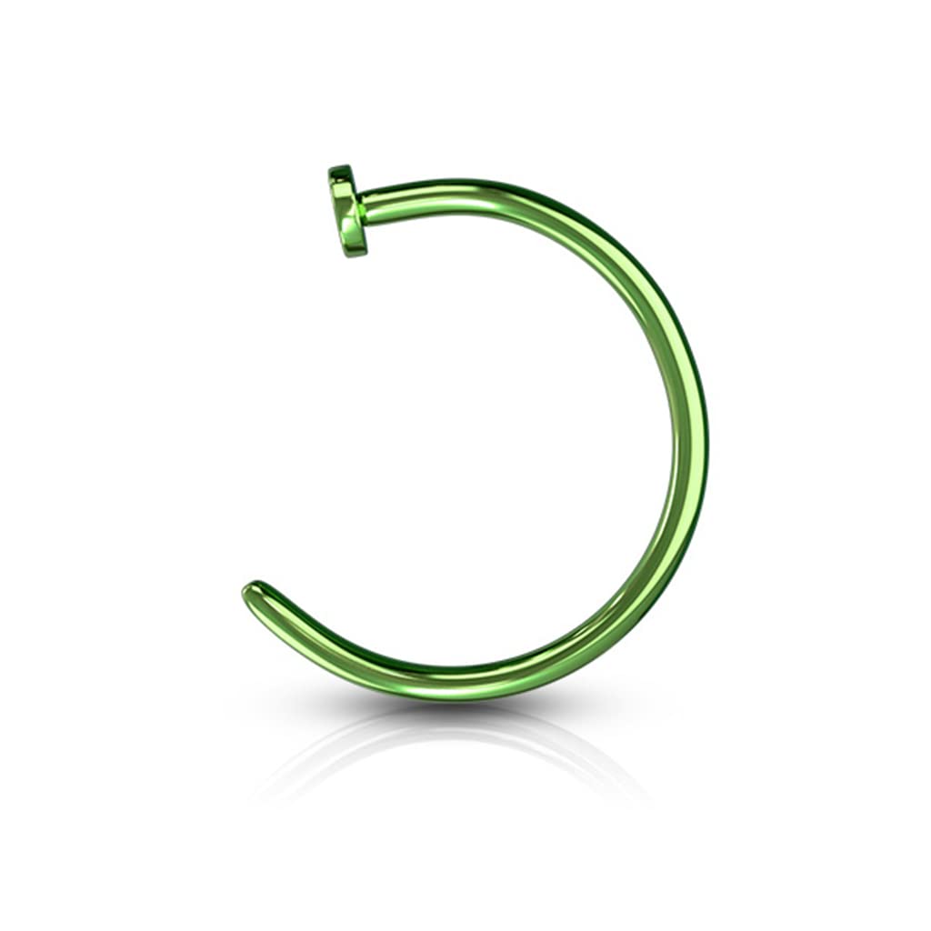 Forbidden Body Jewelry 20 g Surgical Steel IP Plated Nose Hoop Ring for Women or Men (8mm/Green)