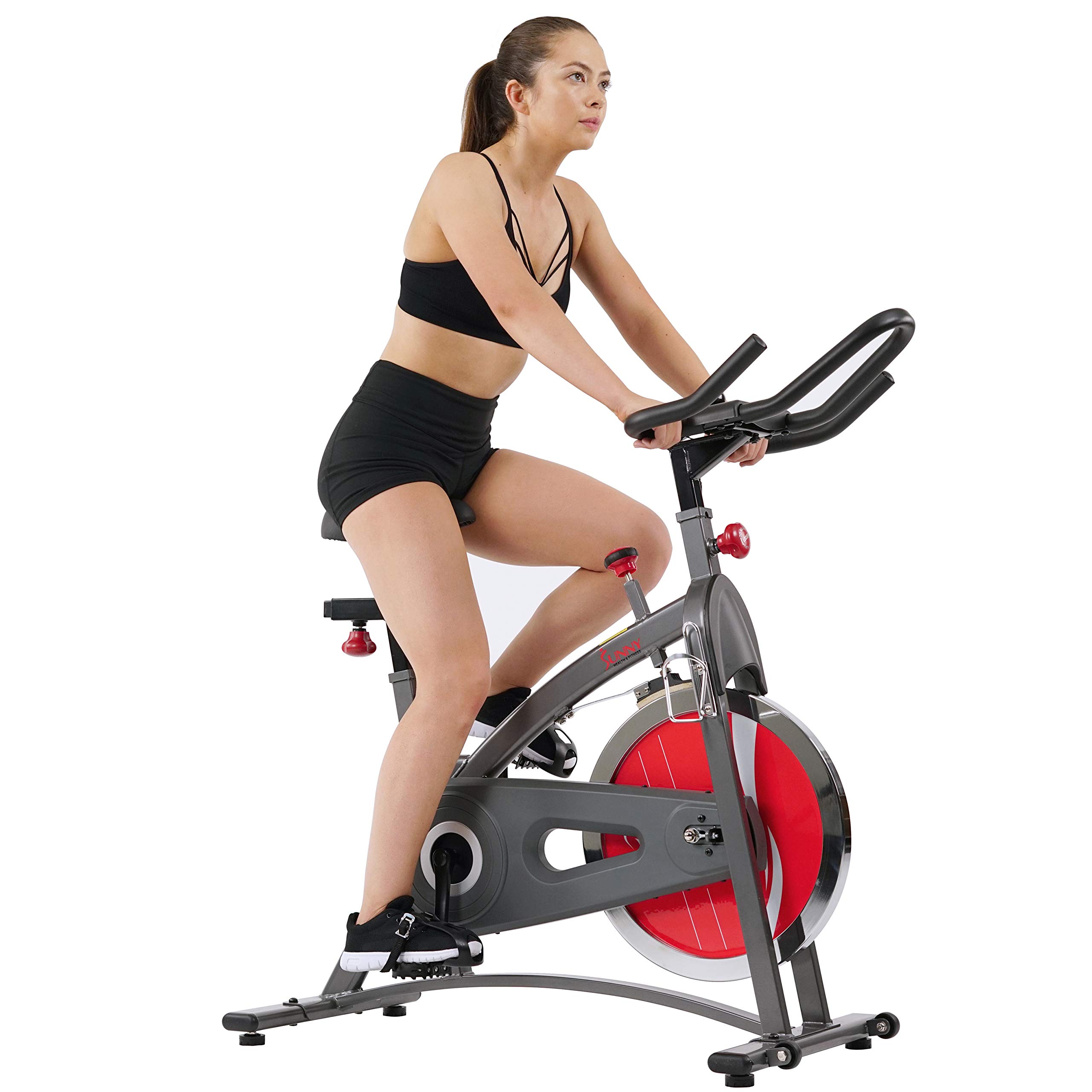 Sunny Health & Fitness Indoor Cycling Exercise Bike with LCD Digital Monitor, Heavy-Duty 40 LB Flywheel, Stationary Bike with Customizable Comfort and 265 LB Max Weight - SF-B1423/C