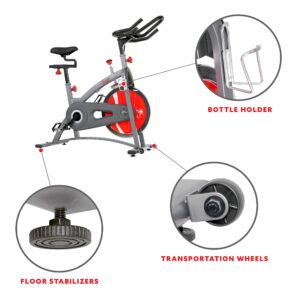 Sunny Health & Fitness Indoor Cycling Exercise Bike with LCD Digital Monitor, Heavy-Duty 40 LB Flywheel, Stationary Bike with Customizable Comfort and 265 LB Max Weight - SF-B1423/C