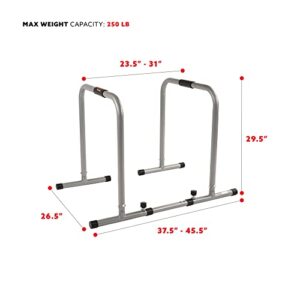 Sunny Health & Fitness SF-BH6507 Dip Station Body Press Parallel Bar with Adjustable Length and Foam Grips