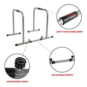 Sunny Health & Fitness SF-BH6507 Dip Station Body Press Parallel Bar with Adjustable Length and Foam Grips