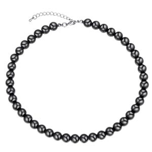 women choker necklace black pearl strand necklace bride jewelry 10mm big faux pearl necklaces 18"