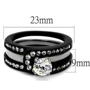 Marimor Jewelry Women's 1.02 Carat Cubic Zirconia Black Stainless Steel Wedding Ring Set Size 8