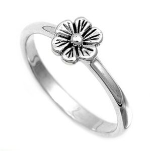 sterling silver women's simple flower ring unique 925 band 8mm new size 12