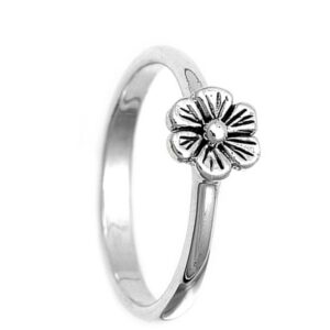 Sterling Silver Women's Simple Flower Ring Unique 925 Band 8mm New Size 12