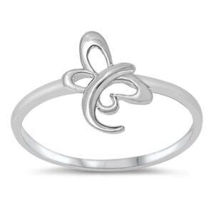 sterling silver women's simple butterfly ring new cute 925 band 13mm size 10