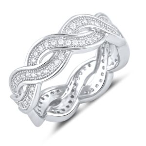 silvercloseout sterling silver cz infinity eternity ring - size 7