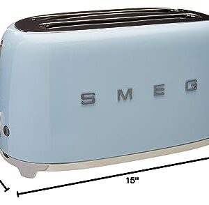 Smeg TSF02PBUS 50's Retro Style Aesthetic 4 Slice Toaster, Pastel Blue