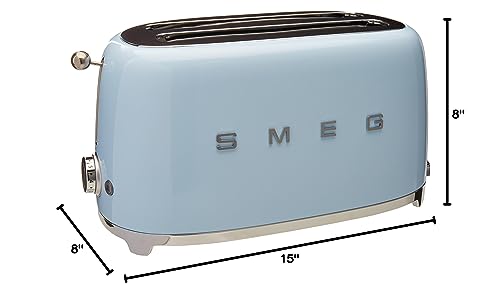 Smeg TSF02PBUS 50's Retro Style Aesthetic 4 Slice Toaster, Pastel Blue