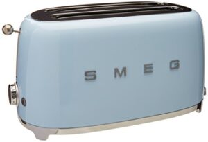 smeg tsf02pbus 50's retro style aesthetic 4 slice toaster, pastel blue