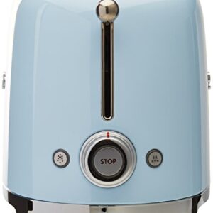 Smeg TSF02PBUS 50's Retro Style Aesthetic 4 Slice Toaster, Pastel Blue