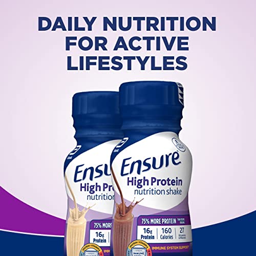 Ensure High Protein Nutritional Shake with 16g of Protein, Ready-to-Drink Meal Replacement Shakes, Low Fat, Vanilla, 8 Fl Oz (Pack of 24)