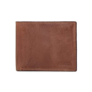 fossil men's derrick leather rfid-blocking bifold with coin pocket wallet, brown, (model: ml3687200)