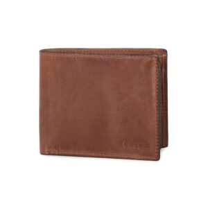 Fossil Men's Derrick Leather RFID-Blocking Bifold with Coin Pocket Wallet, Brown, (Model: ML3687200)